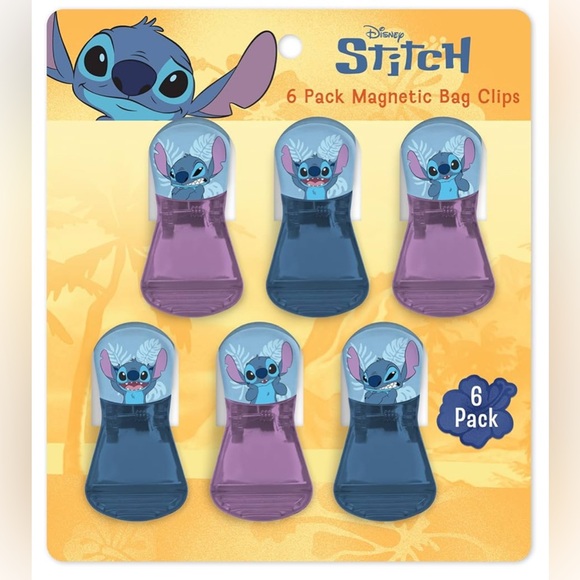 Disney | Kitchen | Disney Stitch New Magnetic Chip Clips Set Of 6 Bag ...